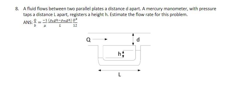 Solved 8. A fluid flows between two parallel plates a | Chegg.com