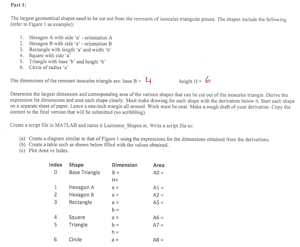 Solved Part 1: The largest geometrical shapes need to be cut | Chegg.com