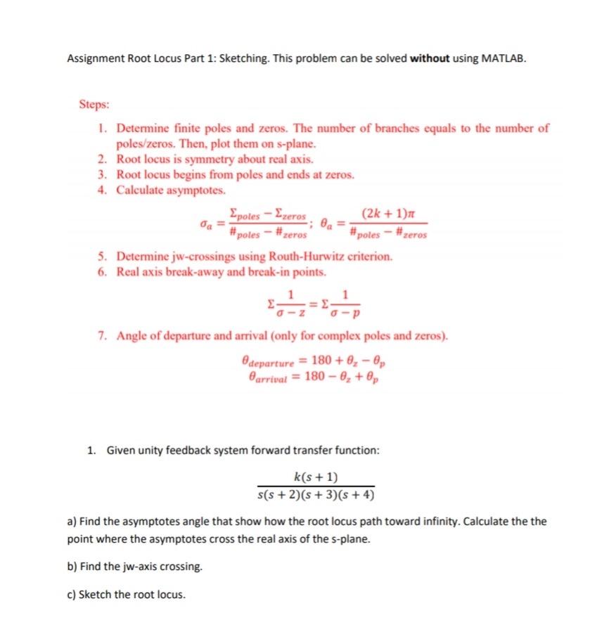 Solved Assignment Root Locus Part 1: Sketching. This problem | Chegg.com