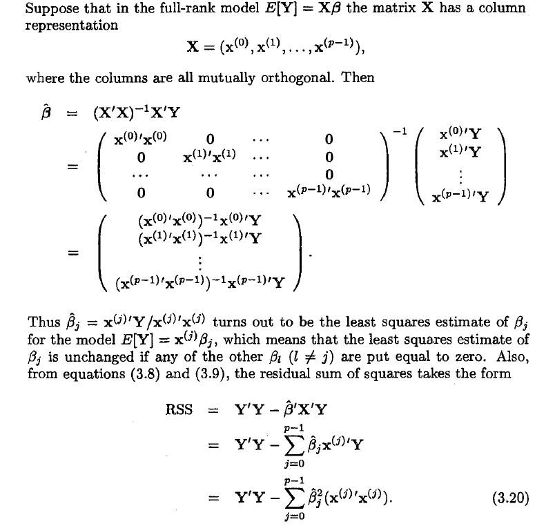 Linear regression models, orthogonal columns in | Chegg.com