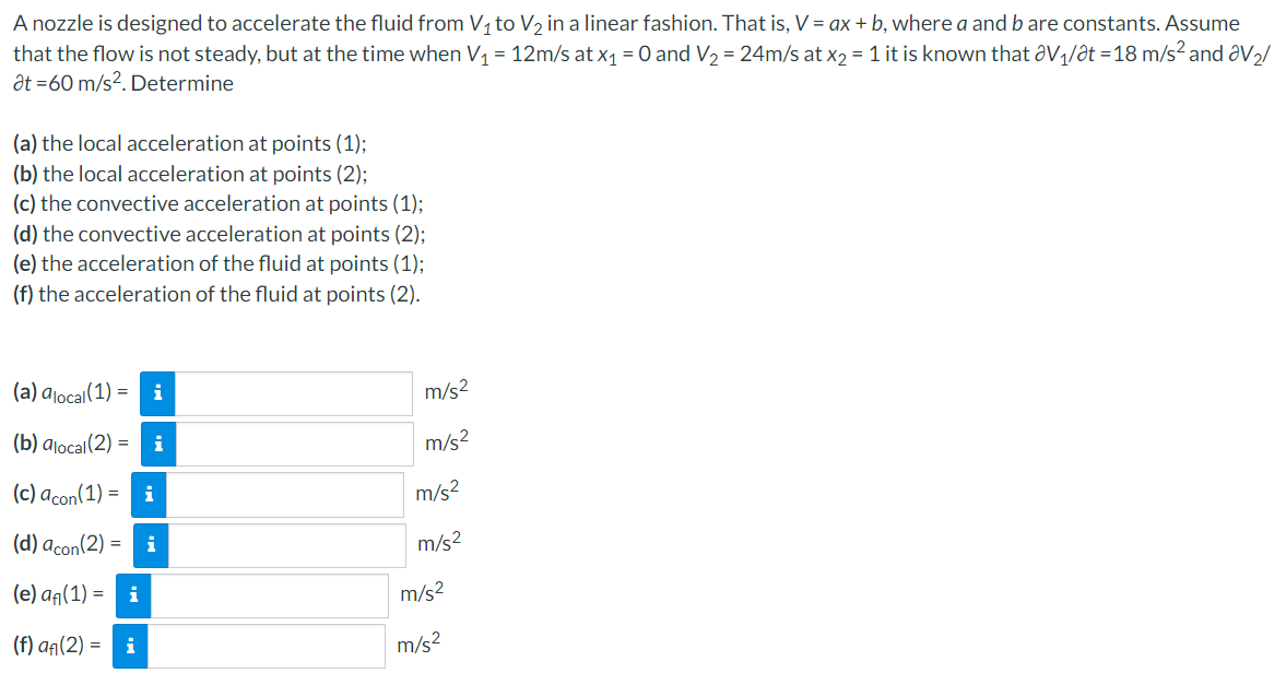 Solved A nozzle is designed to accelerate the fluid from V1 | Chegg.com