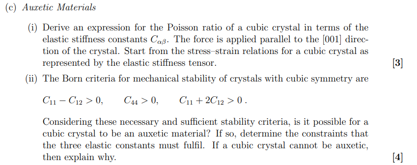 Solved (i) Derive an expression for the Poisson ratio of a | Chegg.com