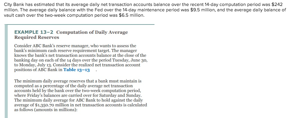 Solved City Bank has estimated that its average daily net | Chegg.com