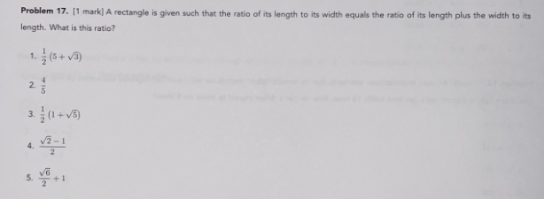 Solved Problem 17. [1 mark] A rectangle is given such that | Chegg.com