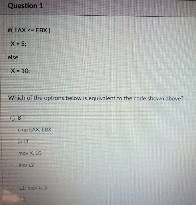 Solved Question 1 if( EAX