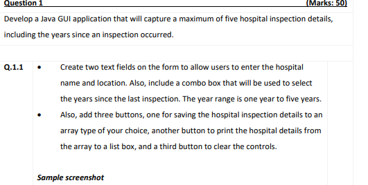 Solved Develop a Java GUI application that will capture a | Chegg.com