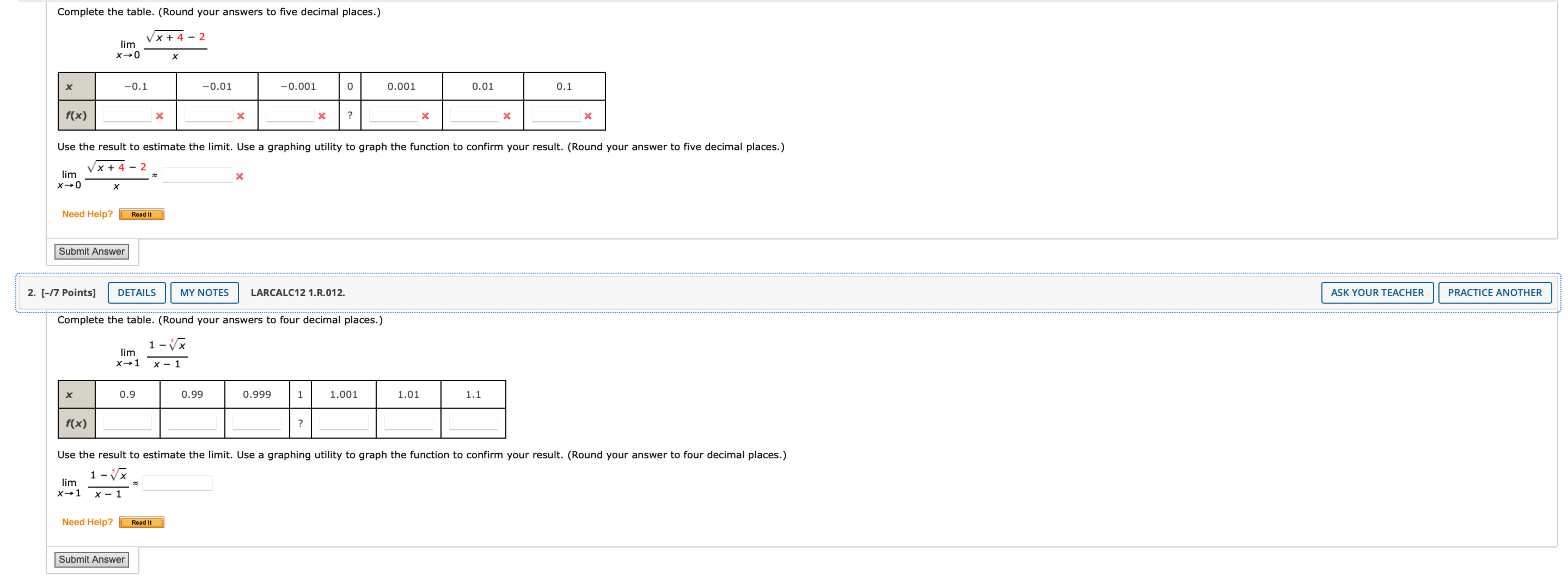 Solved Complete the table. (Round your answers to five | Chegg.com