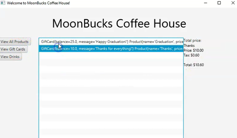 Solved - Create a GUI with buttons for showing all products | Chegg.com