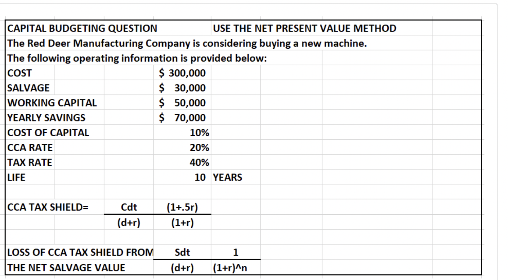 Solved CAPITAL BUDGETING QUESTION USE THE NET PRESENT VALUE | Chegg.com