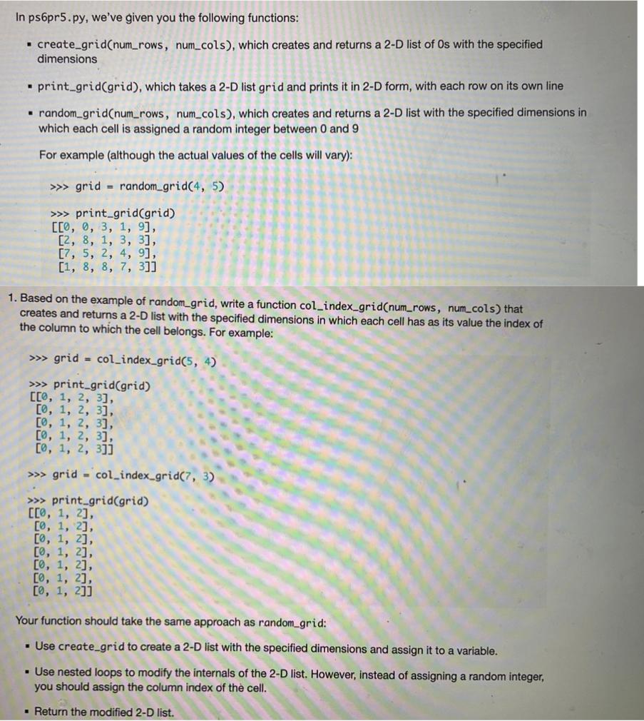 Solved In ps6pr5. py, we've given you the following | Chegg.com