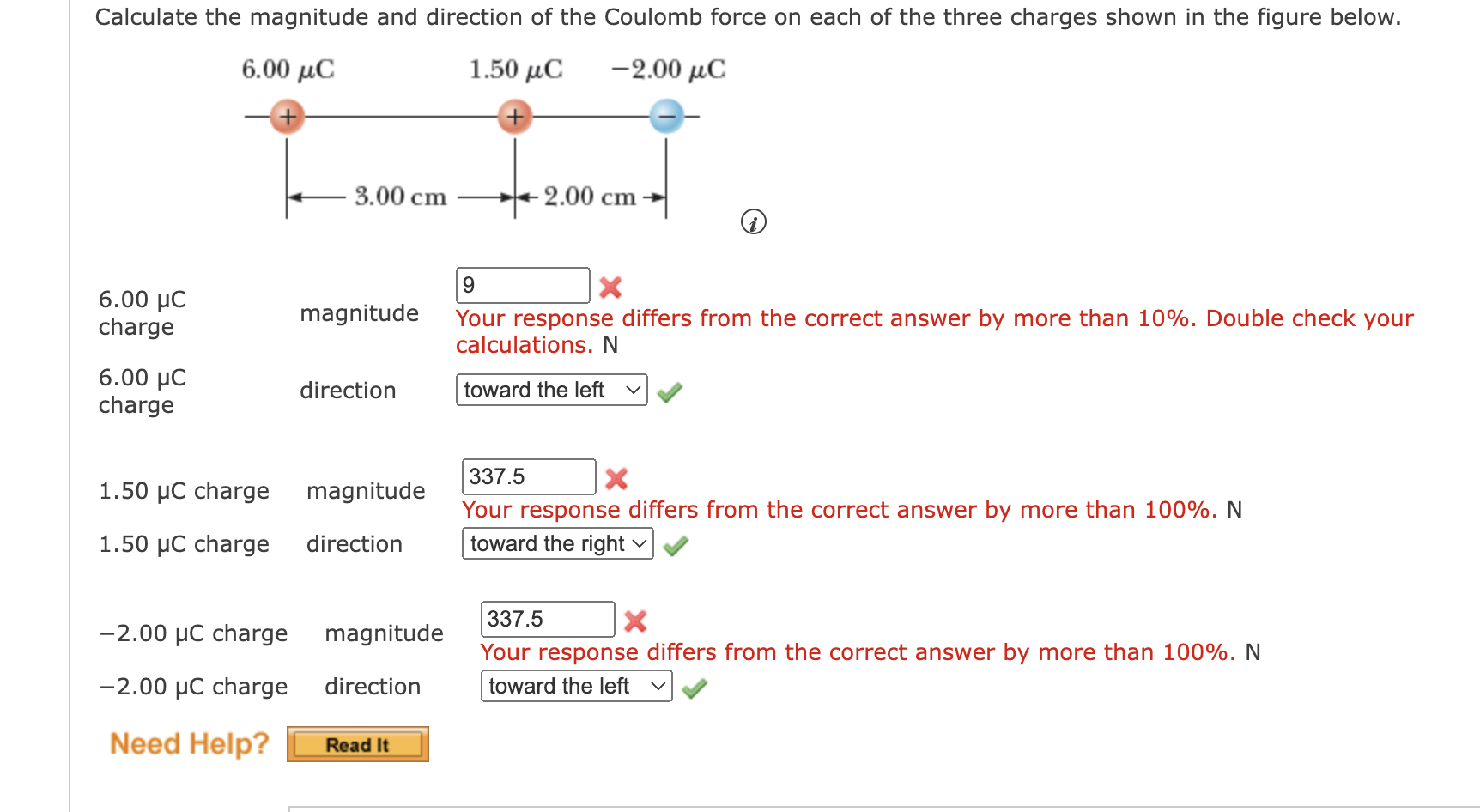 Solved Calculate The Magnitude And Direction Of The Coulomb