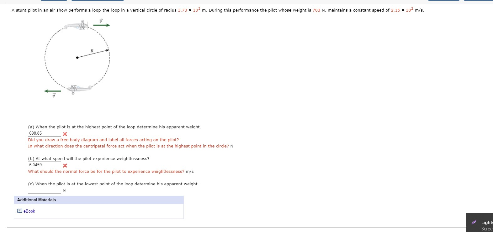 Solved A stunt pilot in an air show performs a loop-the-loop | Chegg.com