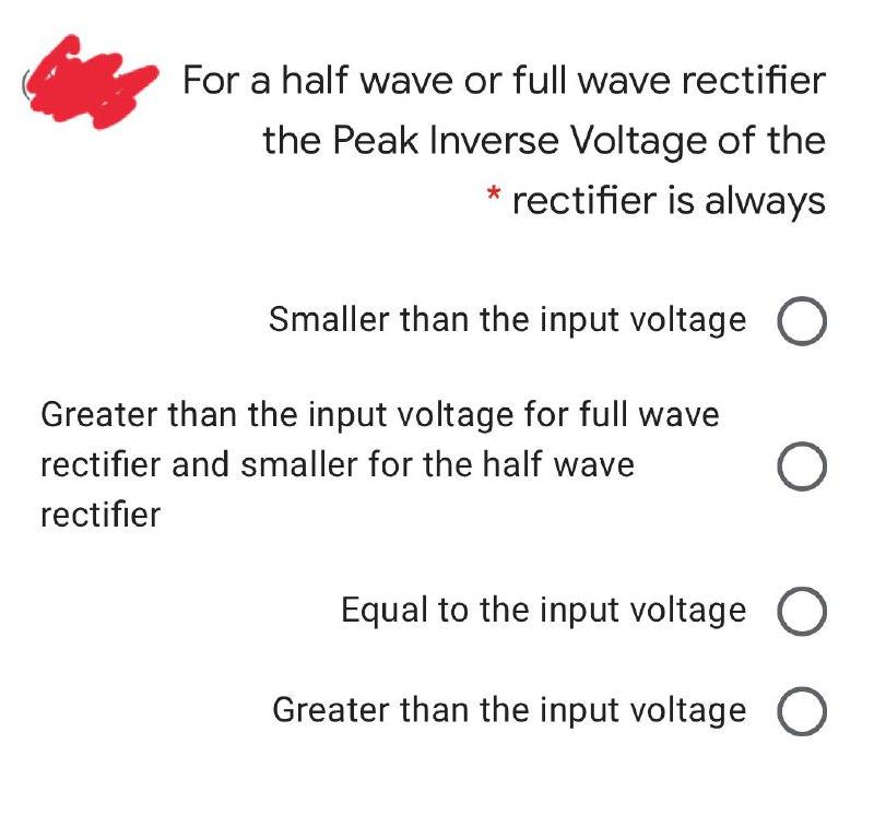Solved For a half wave or full wave rectifier the Peak | Chegg.com