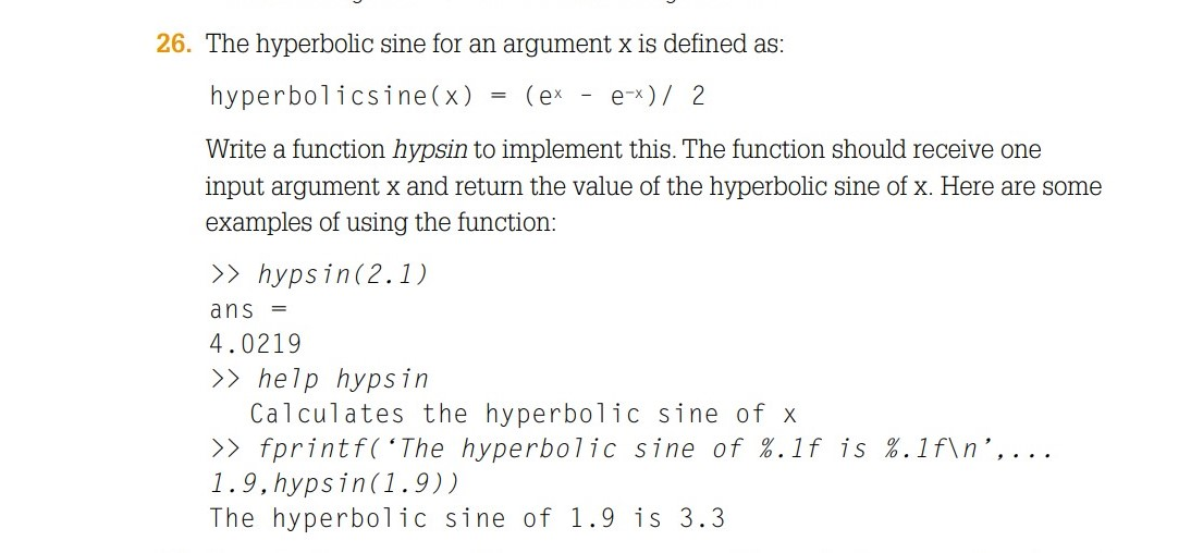 Solved 26. The hyperbolic sine for an argument x is defined | Chegg.com