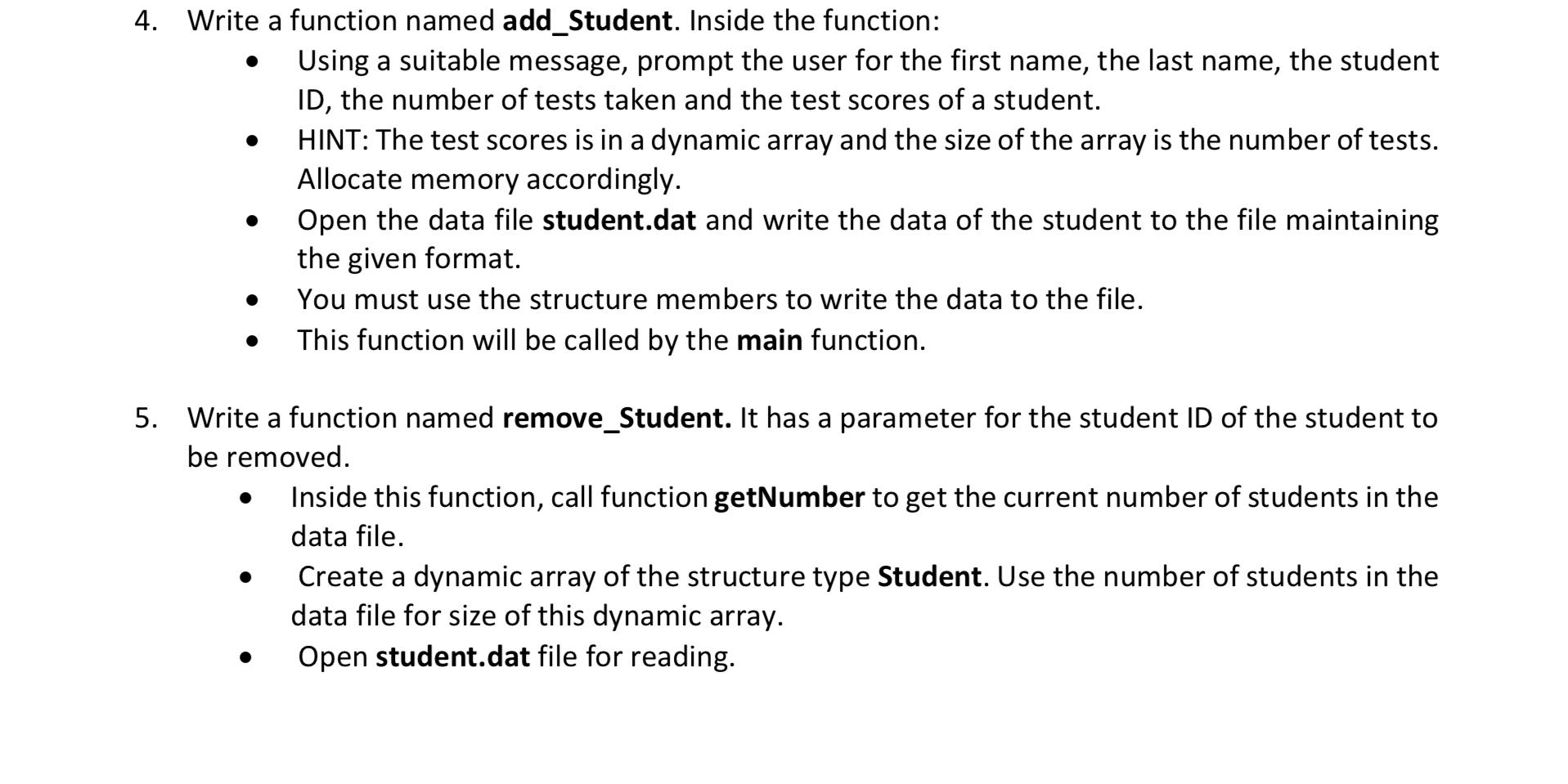 Solved 4. Write a function named add_Student. Inside the | Chegg.com