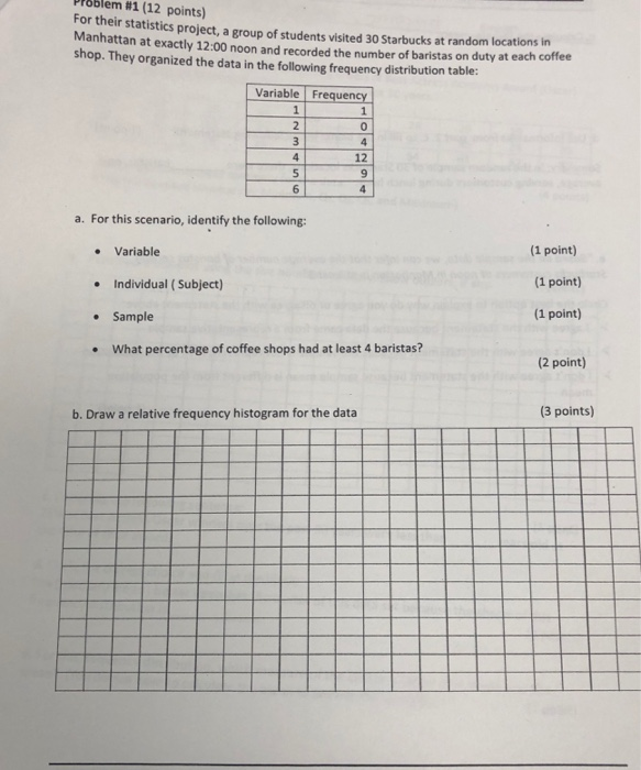 Solved Problem #1 (12 points) For their statistics project, | Chegg.com