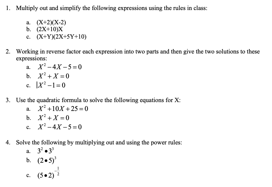 Solved 1. Multiply out and simplify the following | Chegg.com