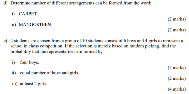 Solved d) Determine number of different arrangements can be | Chegg.com