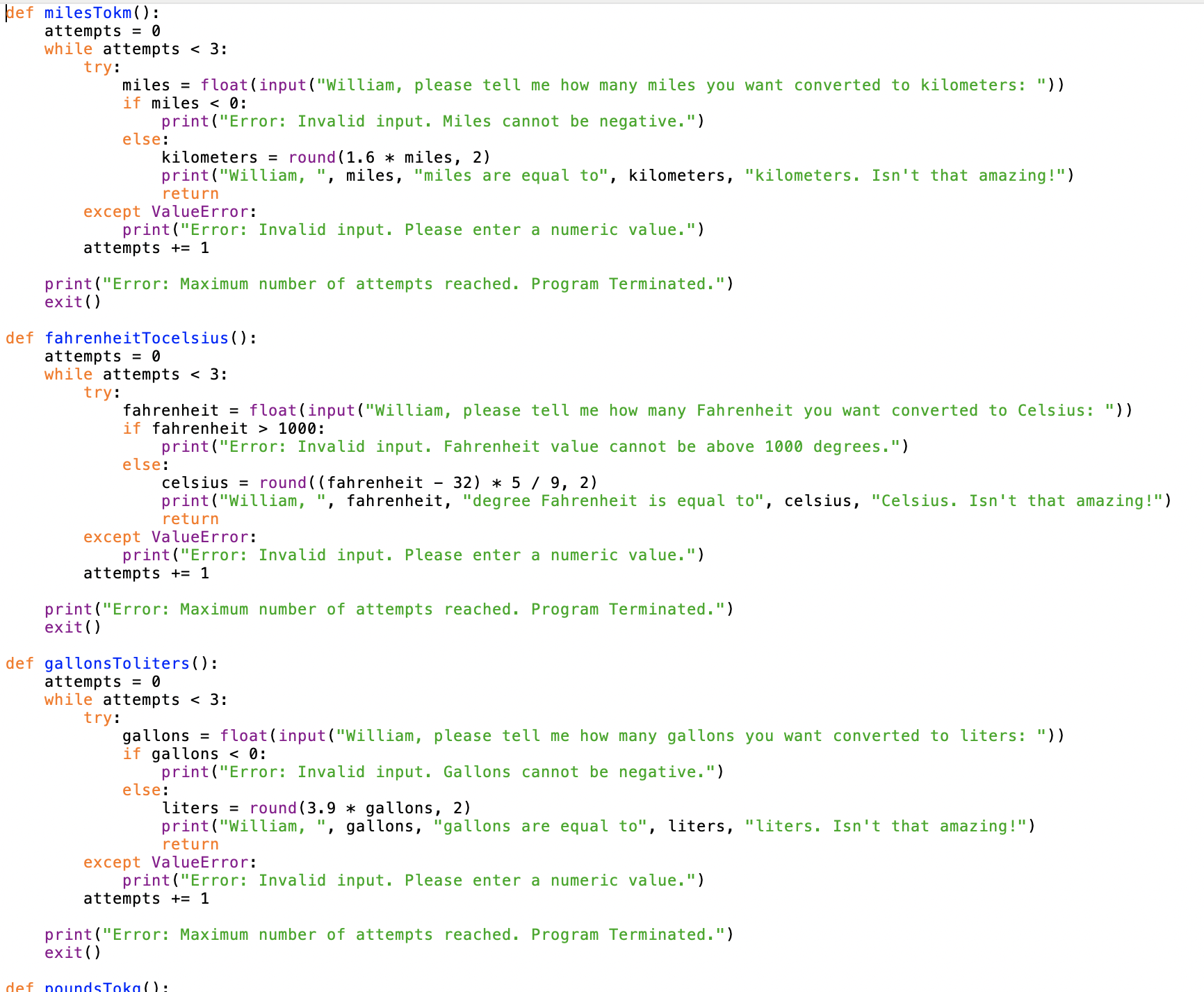 Solved What can I replace the exit () with that isn't a quit | Chegg.com