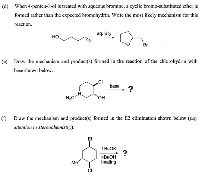 Solved (d) When 4-penten-1-ol is treated with aqueous | Chegg.com
