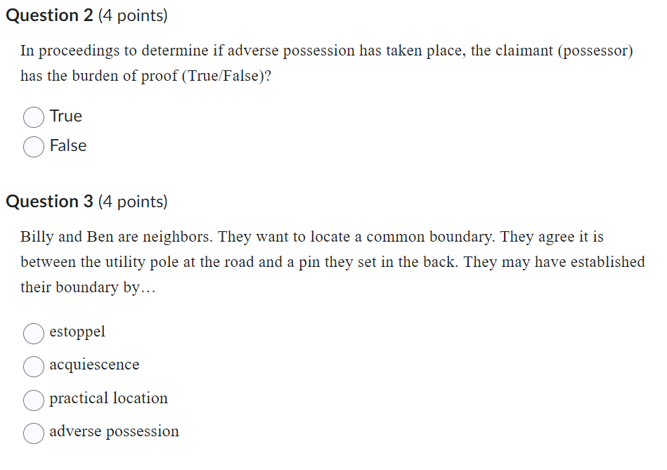 Solved In proceedings to determine if adverse possession has | Chegg.com