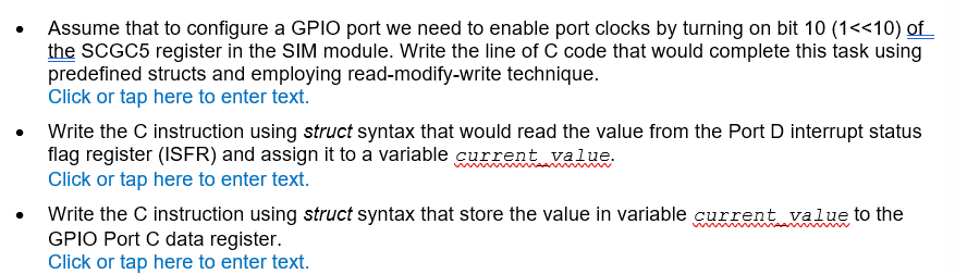 Solved - Assume that to configure a GPIO port we need to | Chegg.com