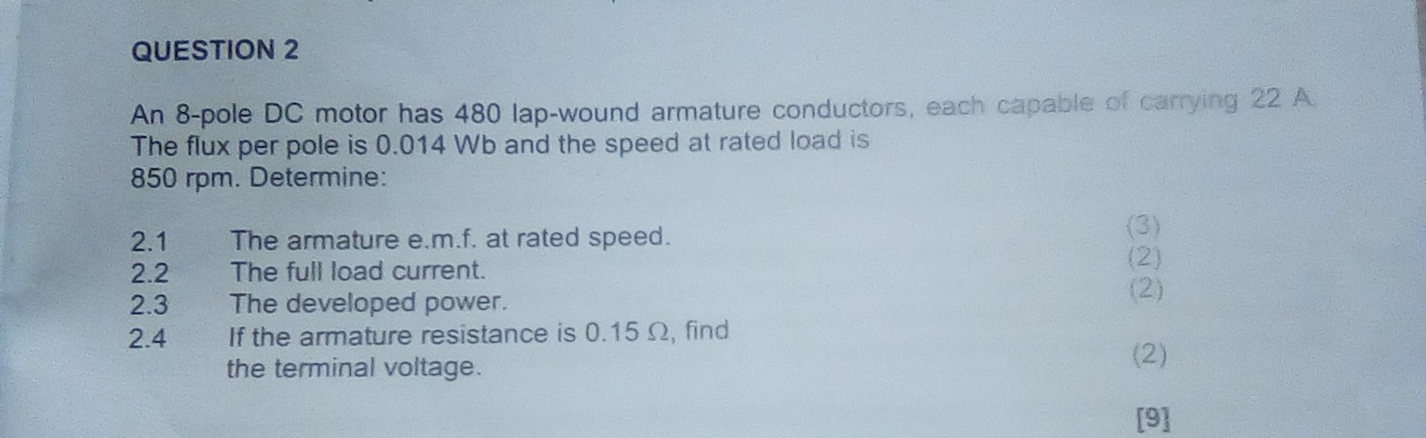 Solved QUESTION 2 An 8-pole DC motor has 480 lap-wound | Chegg.com