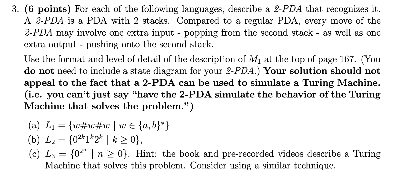 Solved (6 points) For each of the following languages, | Chegg.com