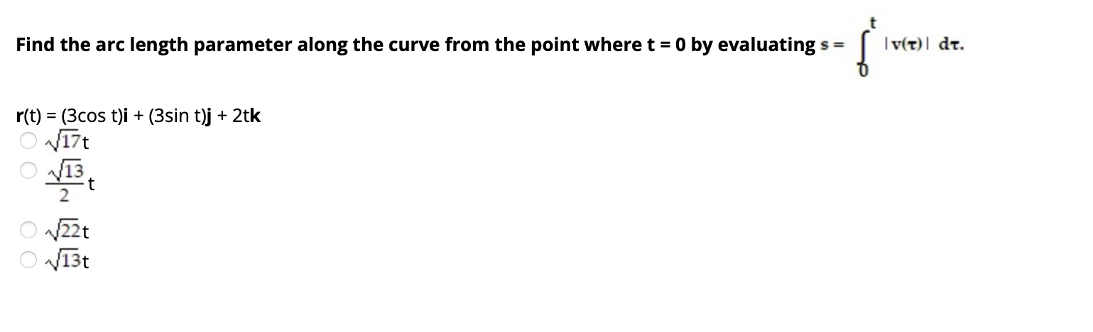 Solved Find the arc length parameter along the curve from | Chegg.com