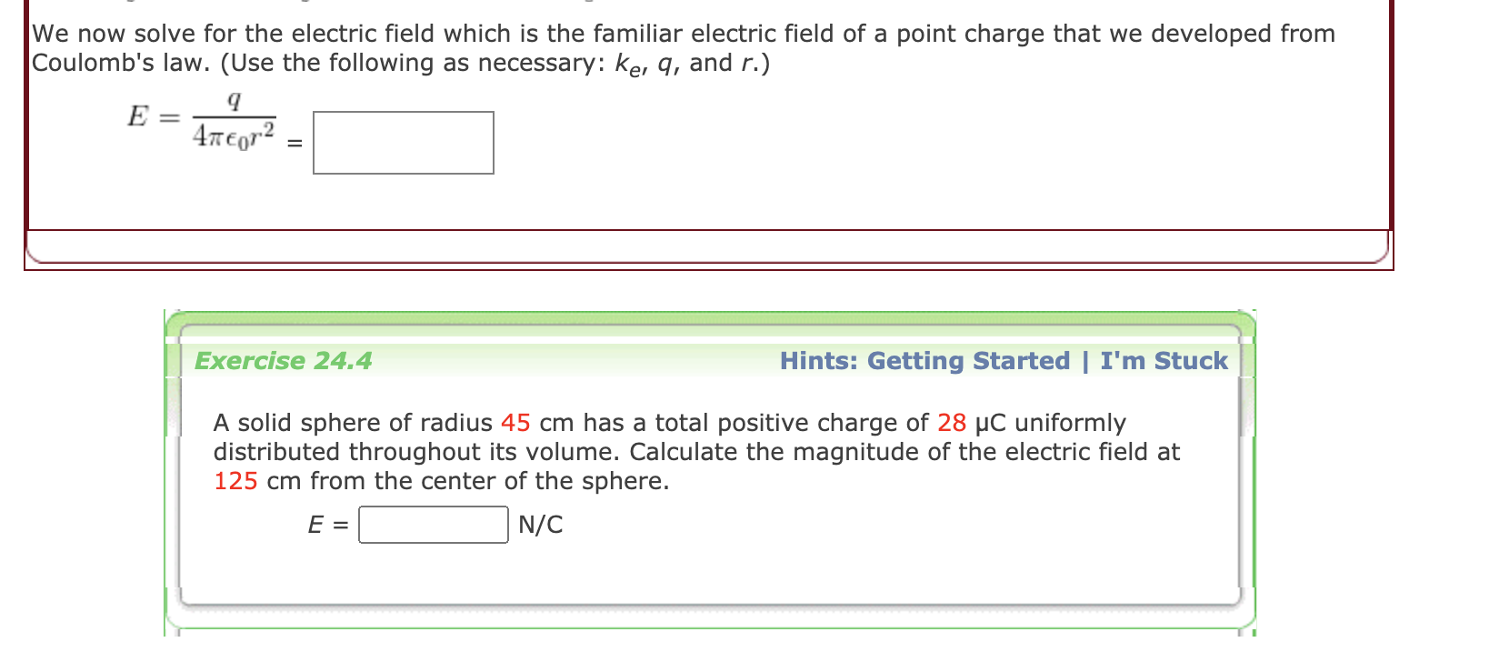 Solved Example 24.4 The Electric Field Due to a Point Charge | Chegg.com