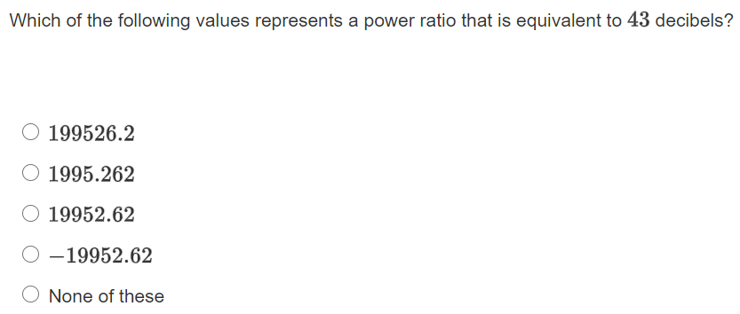 Solved Which of the following values represents a power | Chegg.com