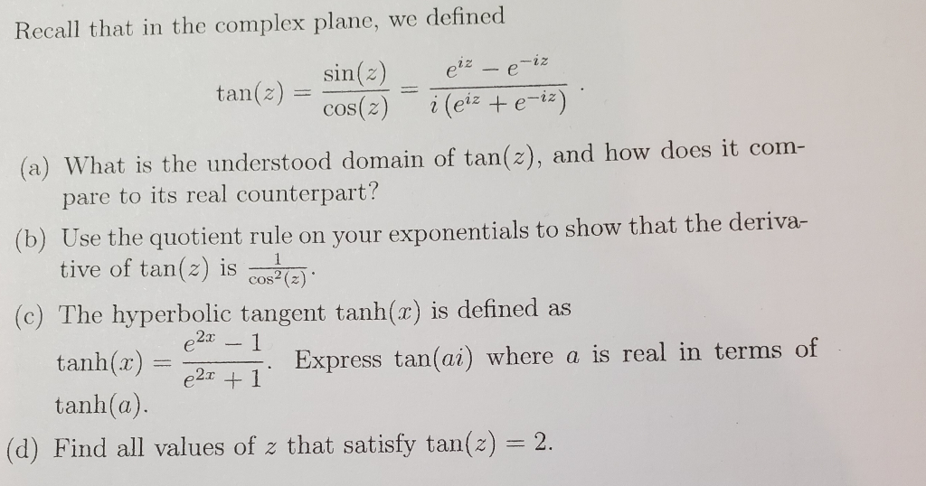 Solved Recall that in the complex plane, we defined sin(2) | Chegg.com