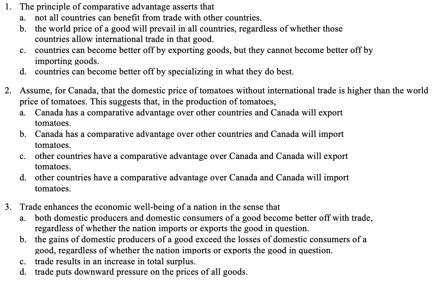Solved 1. The principle of comparative advantage asserts | Chegg.com