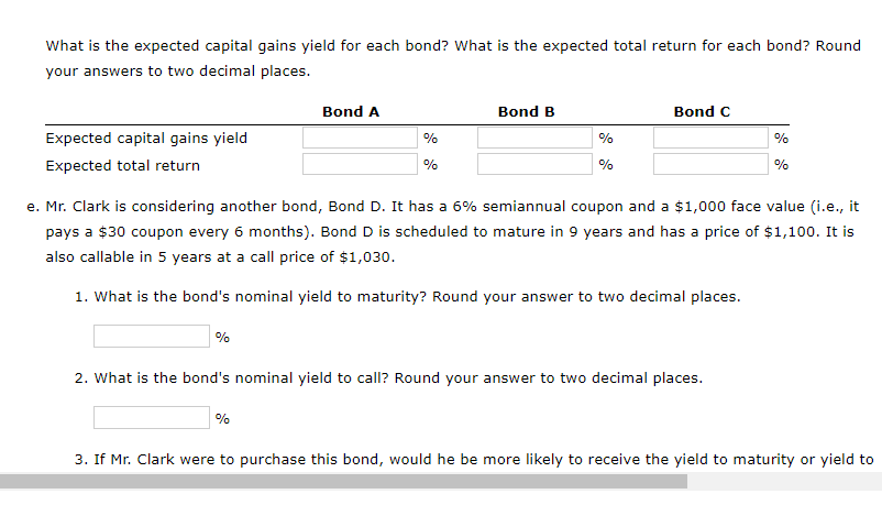 Solved 2. What is the expected capital gains yield for each | Chegg.com
