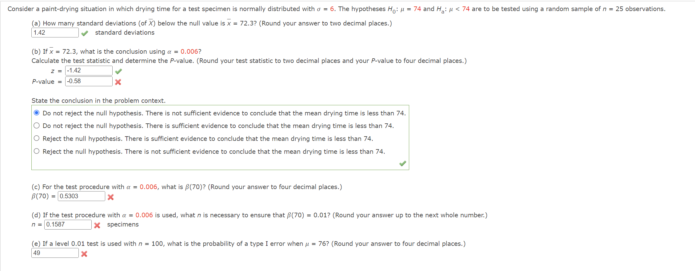 Solved (a) How many standard deviations (of xˉ ) below the | Chegg.com