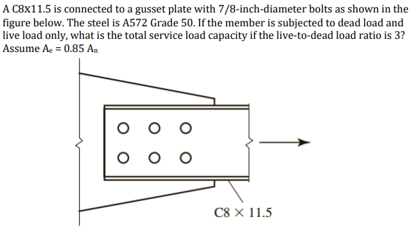 7/B-inch-diameter bolits A C8x11.5 is connected to a | Chegg.com