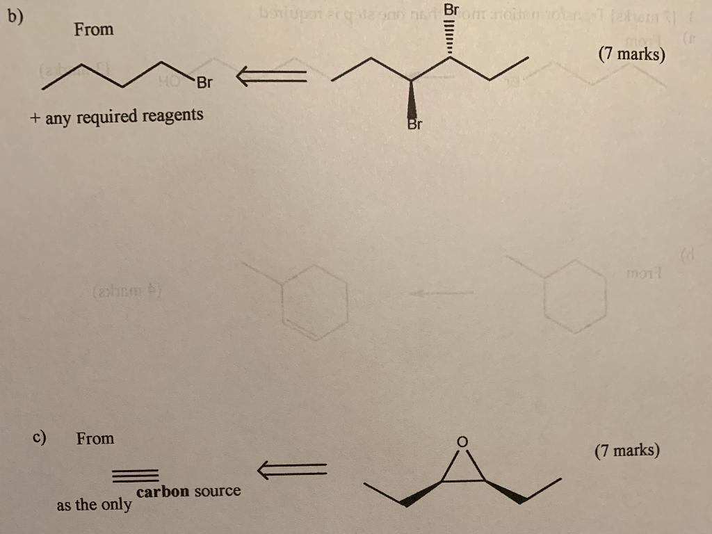 Solved 4. [26 + 3 marks] Synthesis (show ALL reagents and | Chegg.com