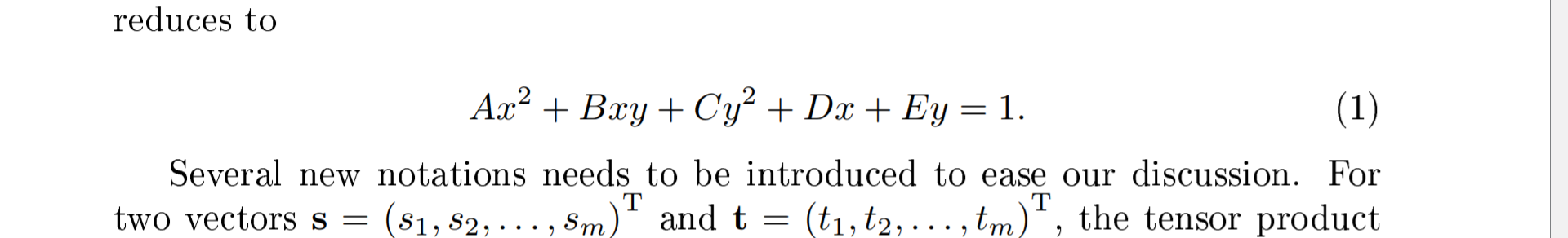 Solved reduces to Ax? + Bxy + Cy2 + Dx + Ey = 1. (1) Several | Chegg.com