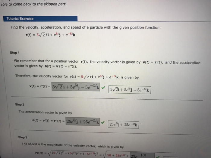 Solved able to come back to the skipped part. Tutorial | Chegg.com