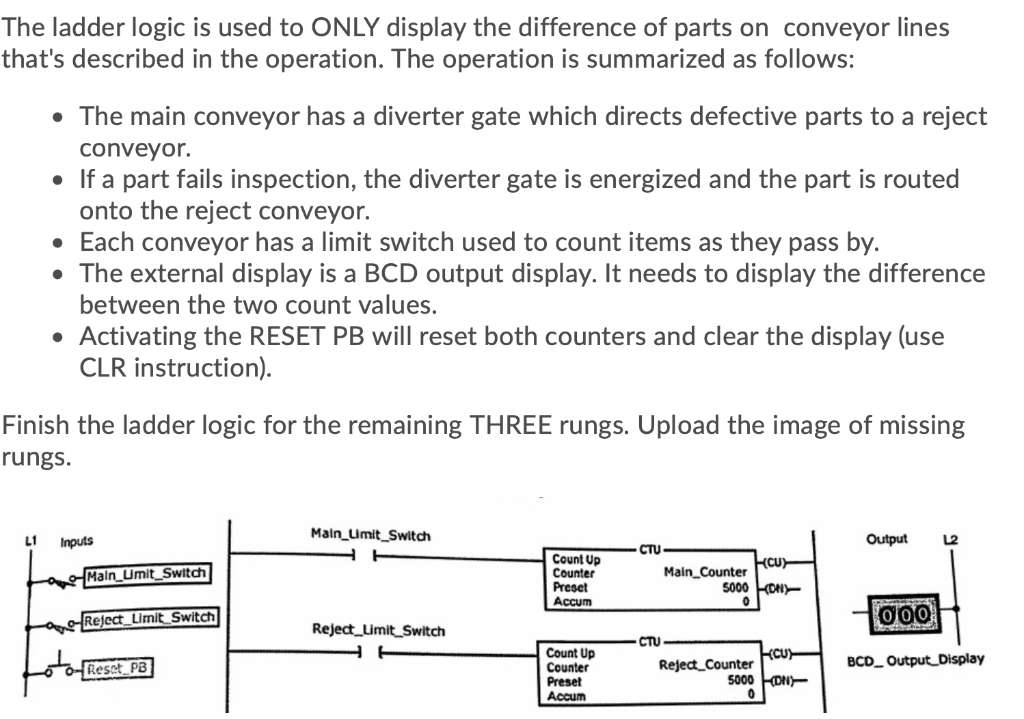 Solved The ladder logic is used to ONLY display the | Chegg.com