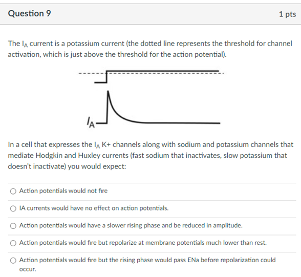 The IA current is a potassium current (the dotted | Chegg.com