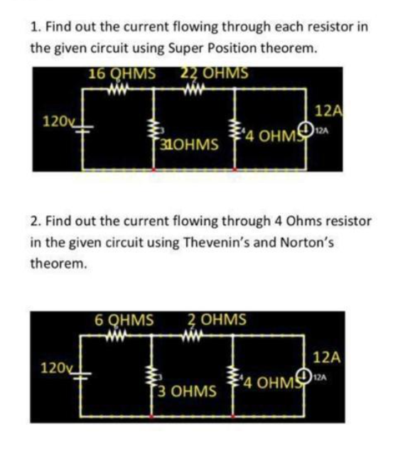 Solved 1. Find out the current flowing through each resistor | Chegg.com