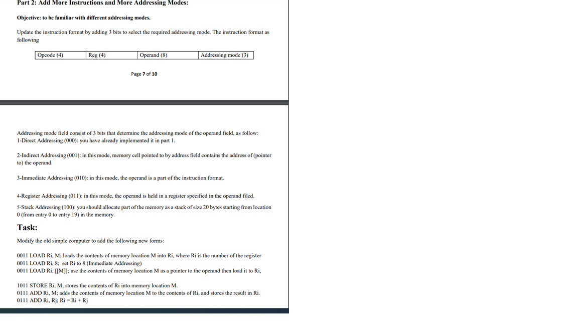 Solved Part 2: Add More Instructions and More Addressing | Chegg.com