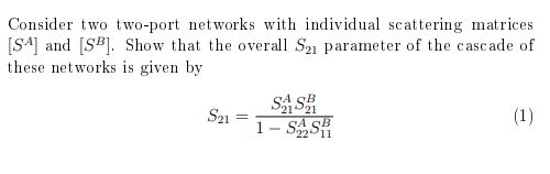 Solved Consider two two-port networks with individual | Chegg.com