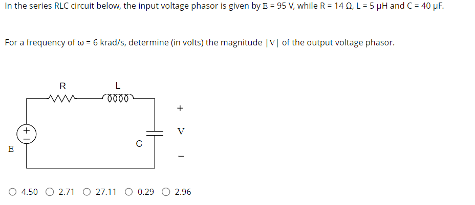Solved In the series RLC circuit below, the input voltage | Chegg.com