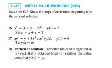 Solved 11-17 INITIAL VALUE PROBLEMS (IVP) Solve the IVP. | Chegg.com