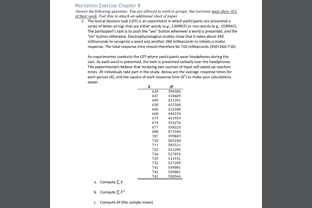 Solved Recitation Exercise Chapter8 Answer He Following