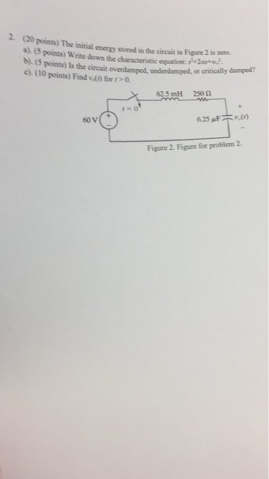 Solved The initial energy stored in the circuit in Figure 2 | Chegg.com