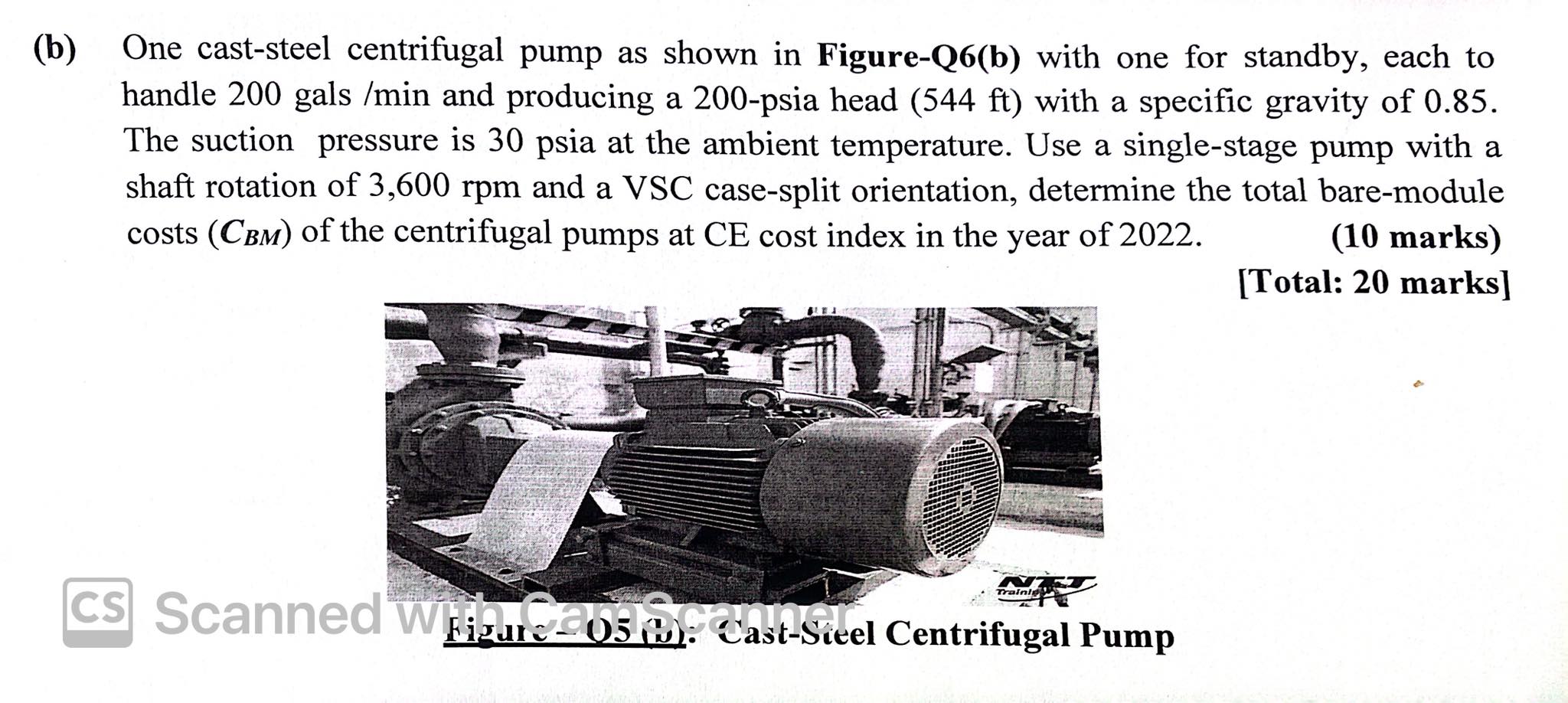 Solved o) One cast-steel centrifugal pump as shown in | Chegg.com