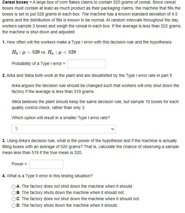 Solved Cereal boxes A large box of corn flakes claims to | Chegg.com